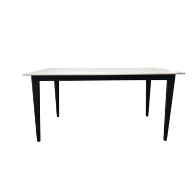 Wade Logan® Arlynes 62" Sintered Stone Rectangular Dining Table W/ Black Metal Legs & Reviews ...